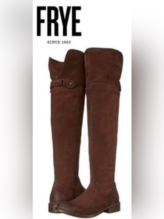 Frye | Shoes | Rare Frye Distressed Brown Suede Leather Overtheknee ...